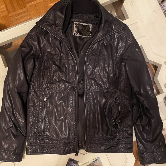 Guess | Jackets & Coats | Guess Versatile Hood Wet Look Rain Jacket ...